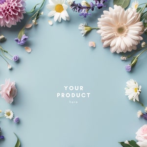 20 Pastel Flowers Flat Lay Mockup Bundle | Digital Background Mock up ...