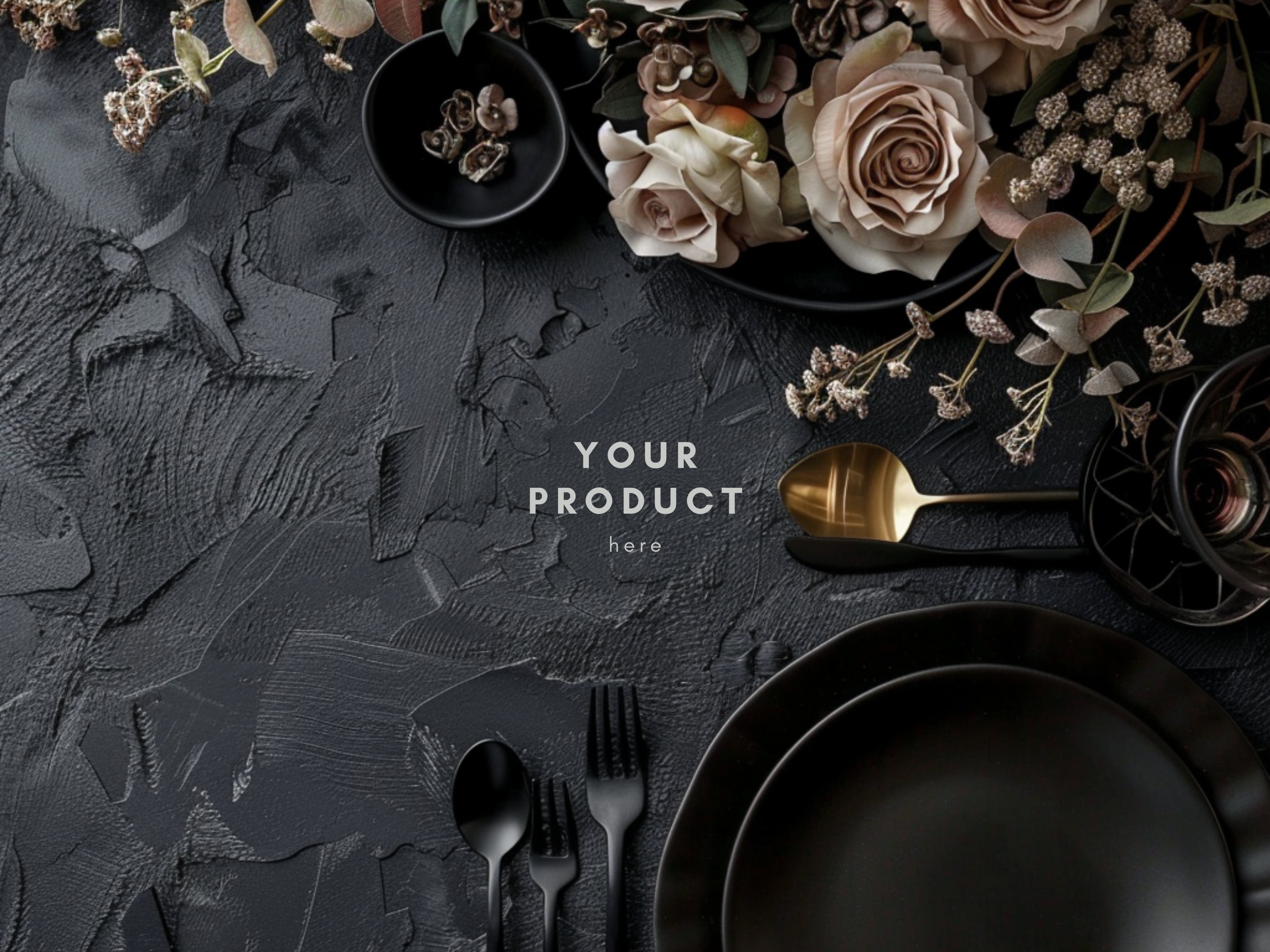 20 Wedding Dark Theme Flat Lay Mockup Bundle | Digital Background Mock ...