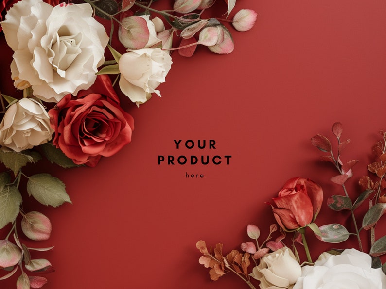 20 Red Theme Wedding Flat Lay Mockup Bundle | Digital Background Mock ...