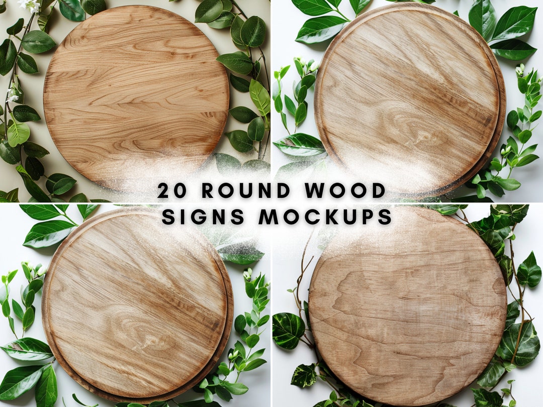 20 Round Wood Signs Mockup Bundle | Digital Background Mock up ...