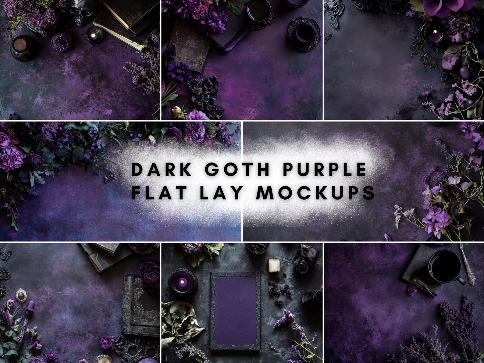 20 Purple Dark Goth Flat Lay Mockup Bundle | Digital Background Mock up ...
