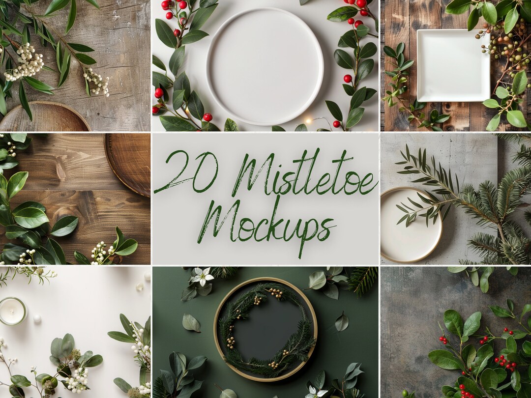 20 Mistletoe Flat Lay Mockup Bundle | Digital Background Mock up ...