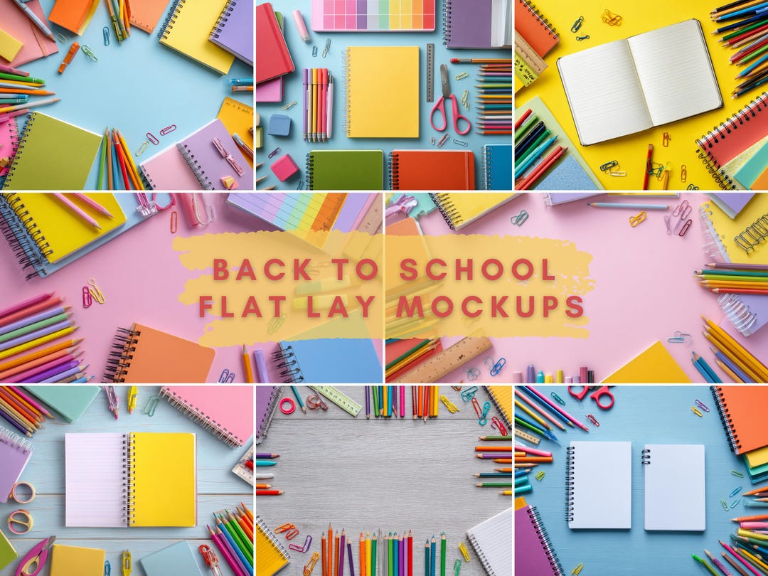20 Back to School Flat Lay Mockups | Digital Background Mock up ...