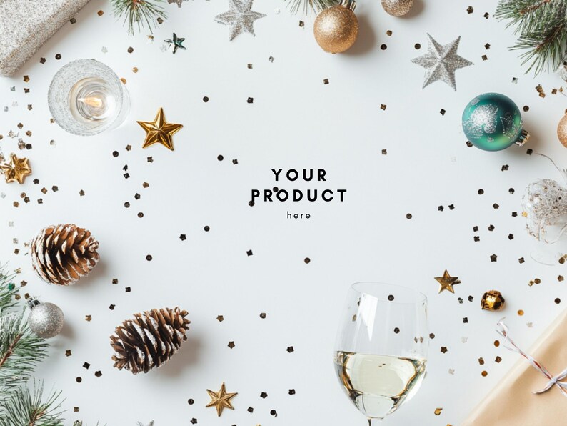 20 Christmas Confetti Flat Lay Mockup Bundle | Digital Background Mock ...