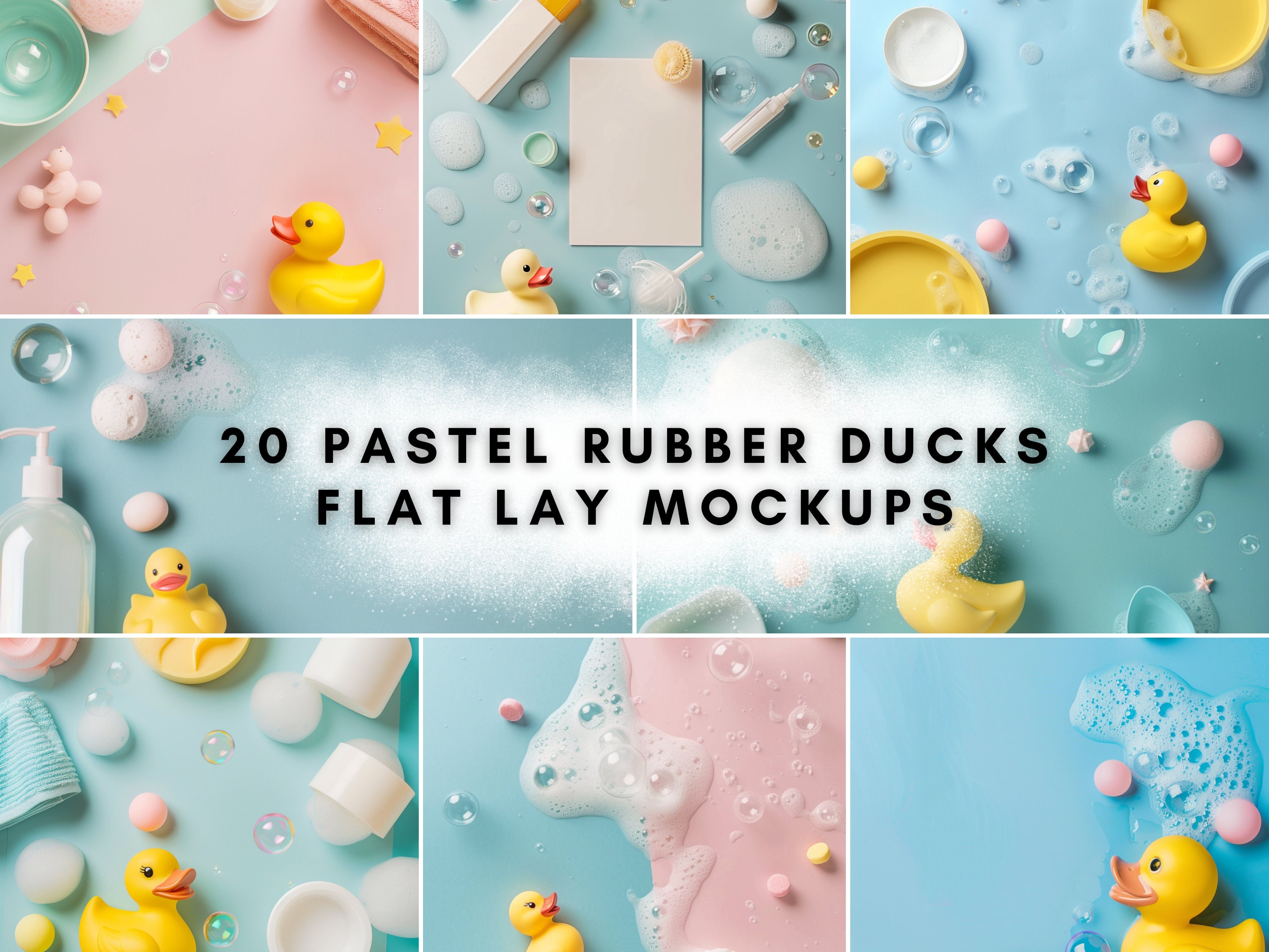 20 Rubberducks Pastel Flat Lay Mockup Bundle | Digital Background Mock ...