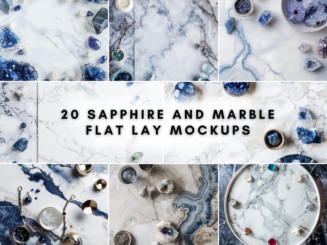 20 Sapphire and Marble Flat Lay Mockup Bundle | Digital Background Mock ...