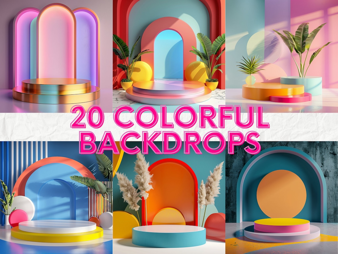 20 Colorful Product Showcase Mock Ups, Product Backdrop - Etsy