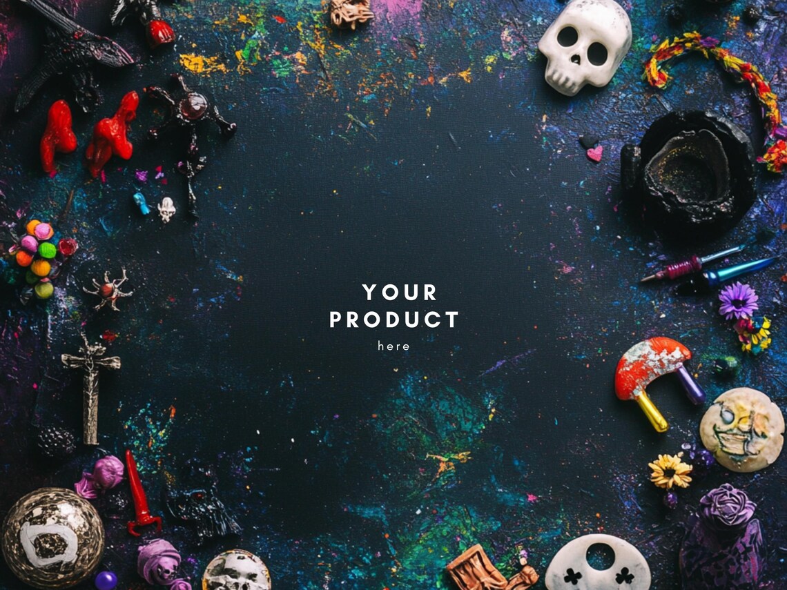 20 Dark Rainbow Goth Flat Lay Mockup Bundle | Digital Background Mock ...