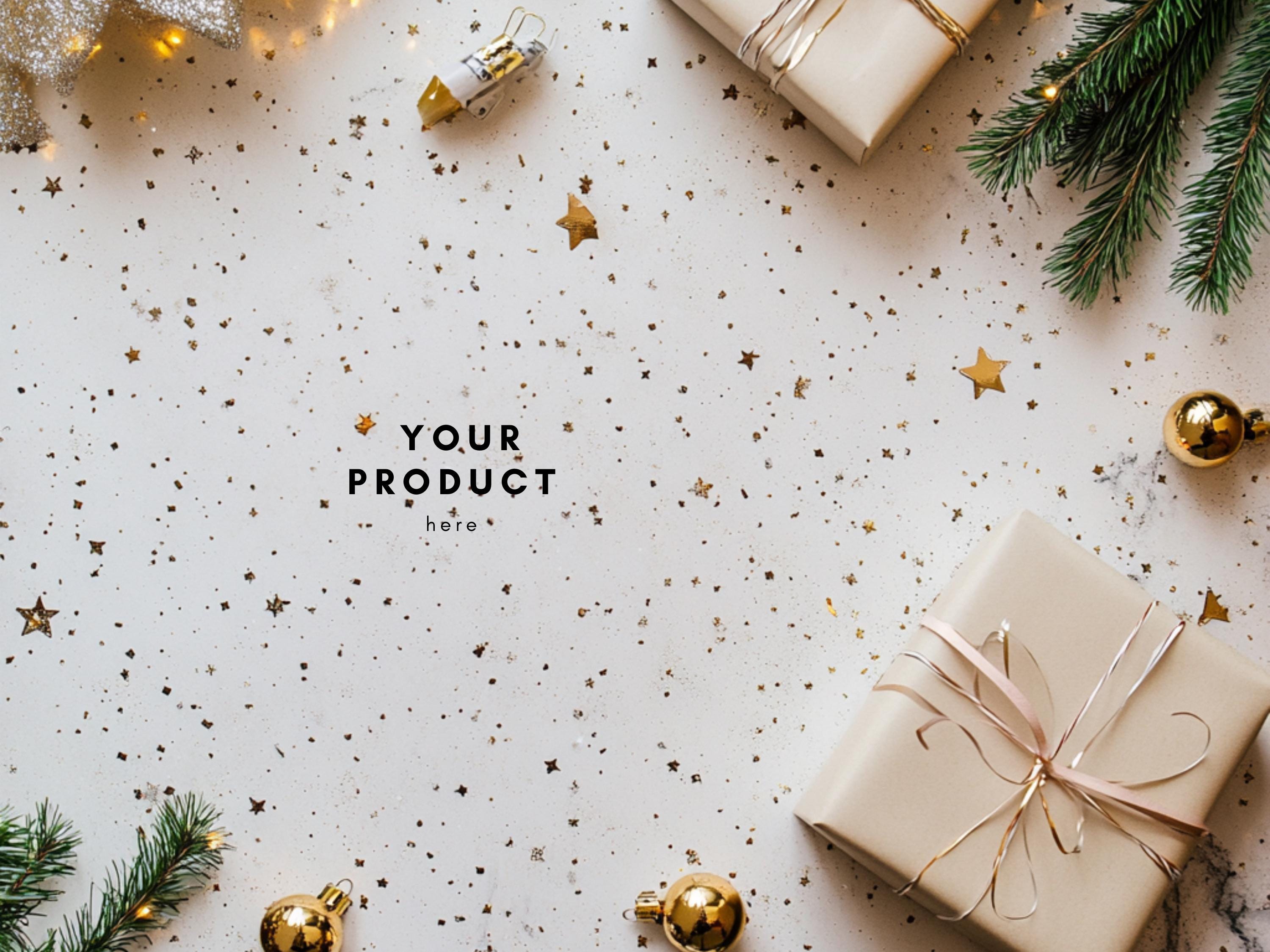 20 Christmas Confetti Flat Lay Mockup Bundle | Digital Background Mock ...