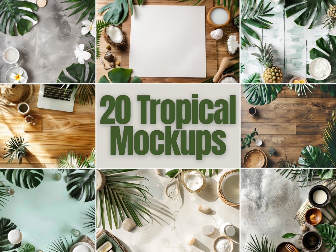 20 Tropical Flat Lay Mockup Bundle | Digital Background Mock up ...