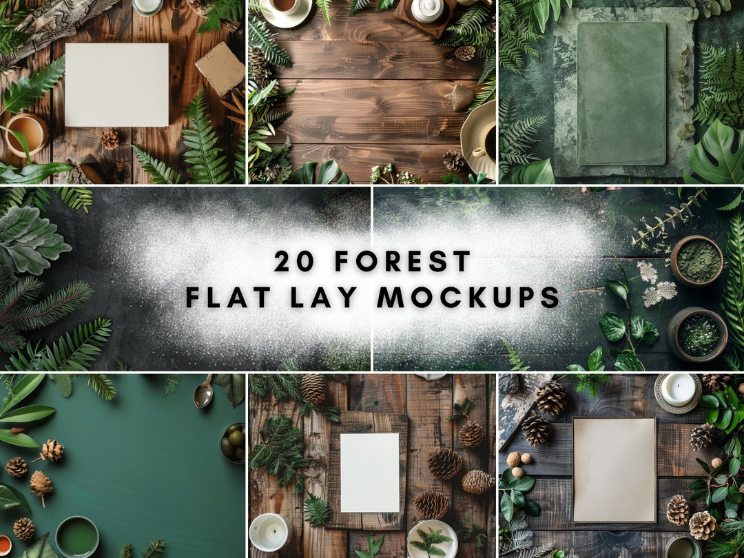 20 Forest Theme Flat Lay Mockup Bundle | Digital Background Mock up ...