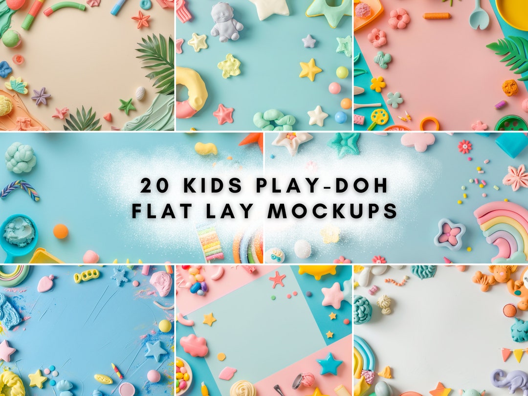 20 Kids Play-doh Flat Lay Mockup Bundle | Digital Background Mock up ...