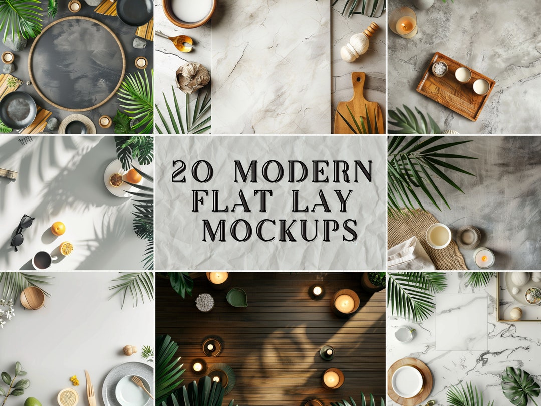 20 Modern Style Table Flat Lay Mockup Bundle | Digital Background Mock ...