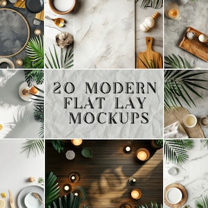 20 Modern Style Table Flat Lay Mockup Bundle | Digital Background Mock ...