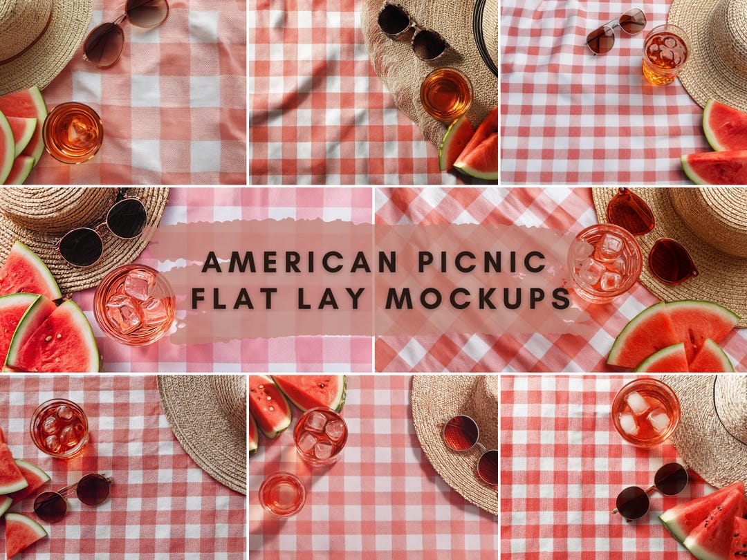 20 American Picnic Flat Lay Mockups | Digital Background Mock up ...