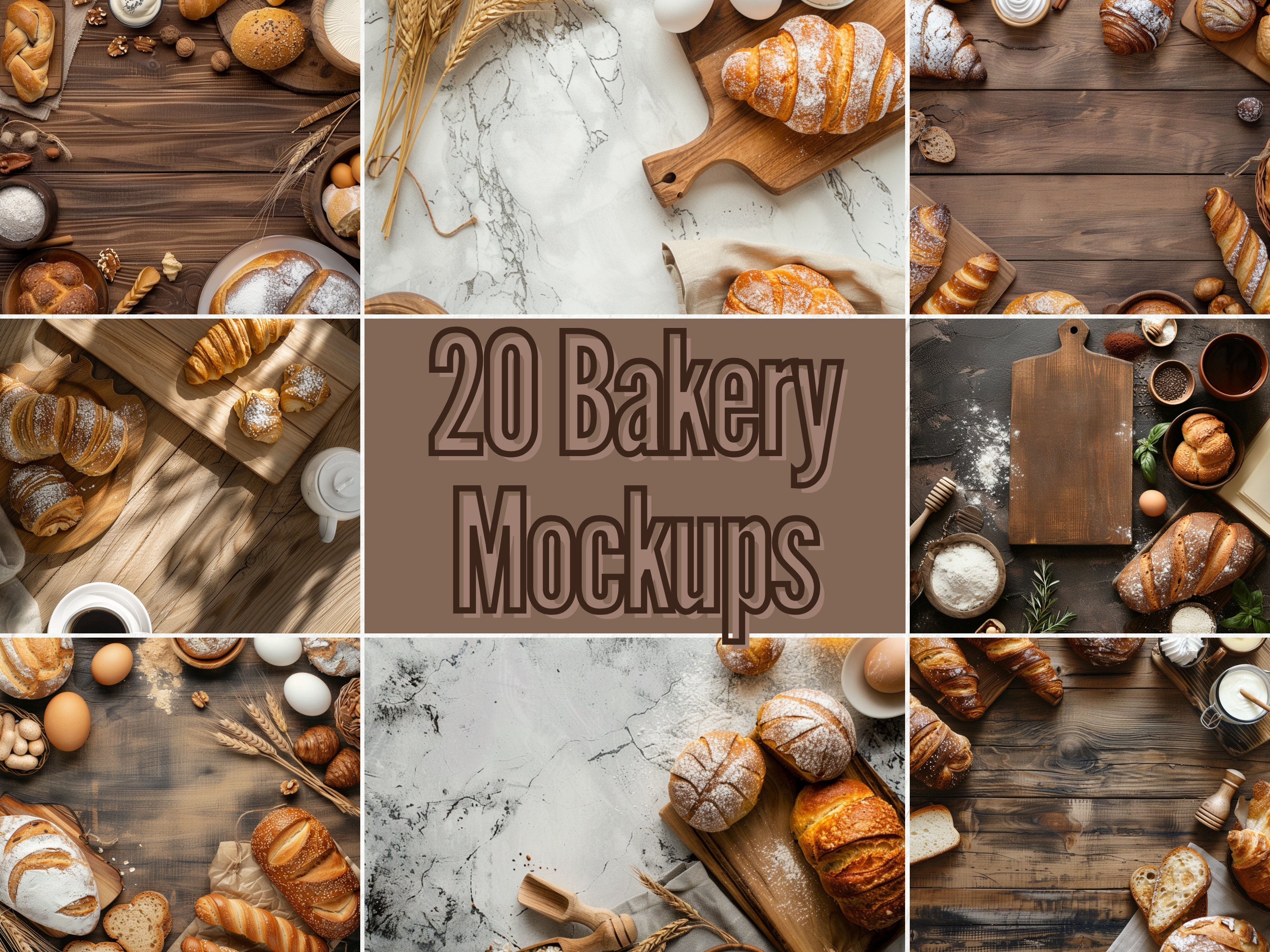 20 Bakery Flat Lay Mockup Bundle | Digital Background Mock up | Product ...