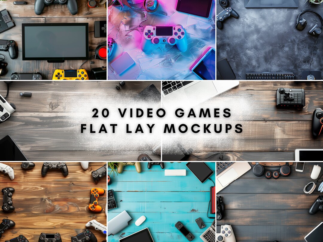 20 Video Games Flat Lay Mockup Bundle | Digital Background Mock up ...