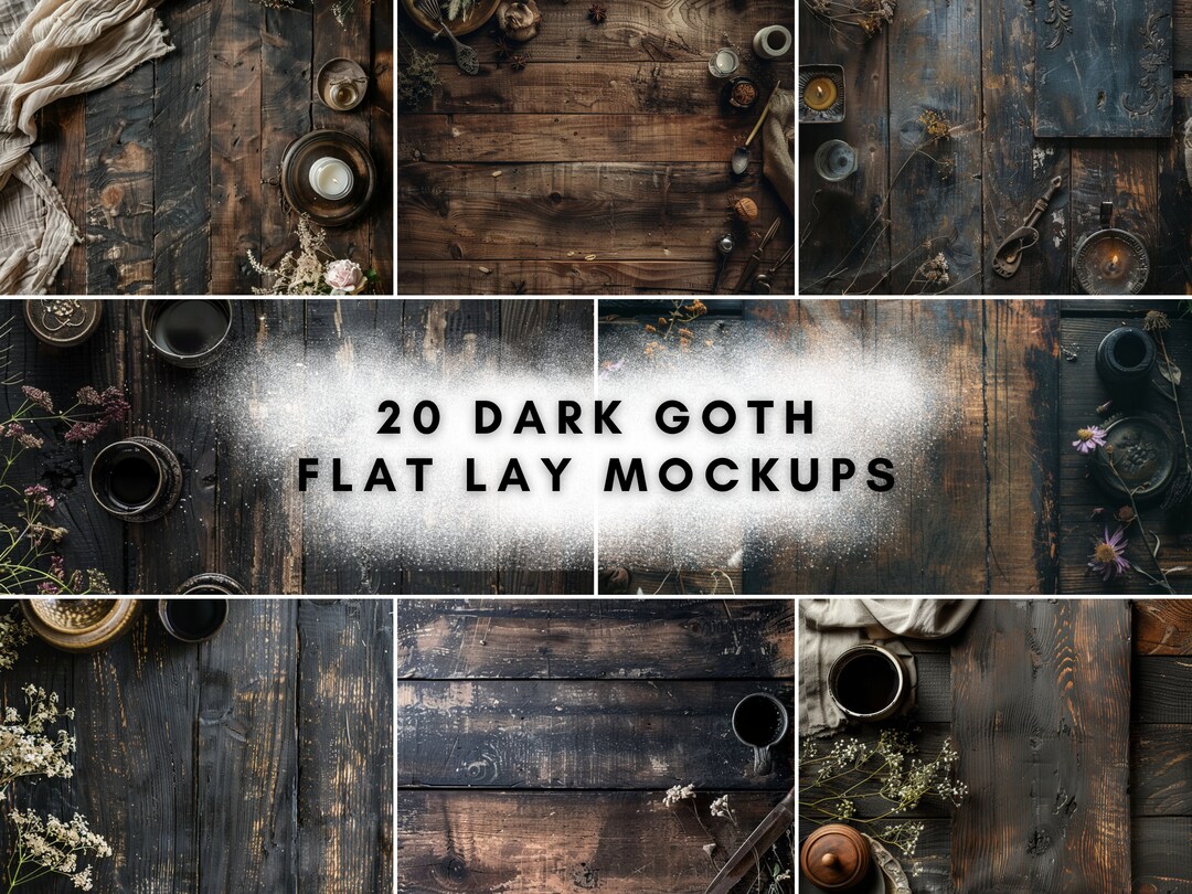 20 Dark Goth Flat Lay Mockup Bundle | Digital Background Mock up ...