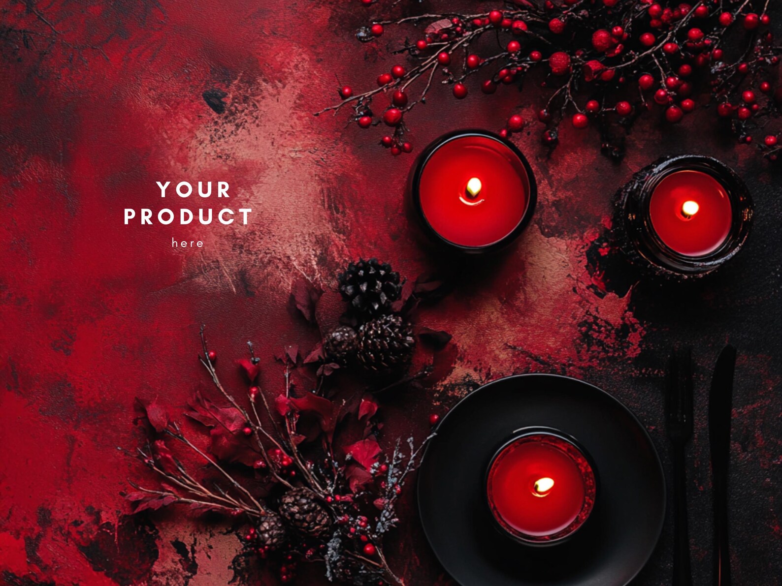 20 Red Dark Goth Flat Lay Mockup Bundle | Digital Background Mock up ...