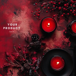 20 Red Dark Goth Flat Lay Mockup Bundle | Digital Background Mock up ...