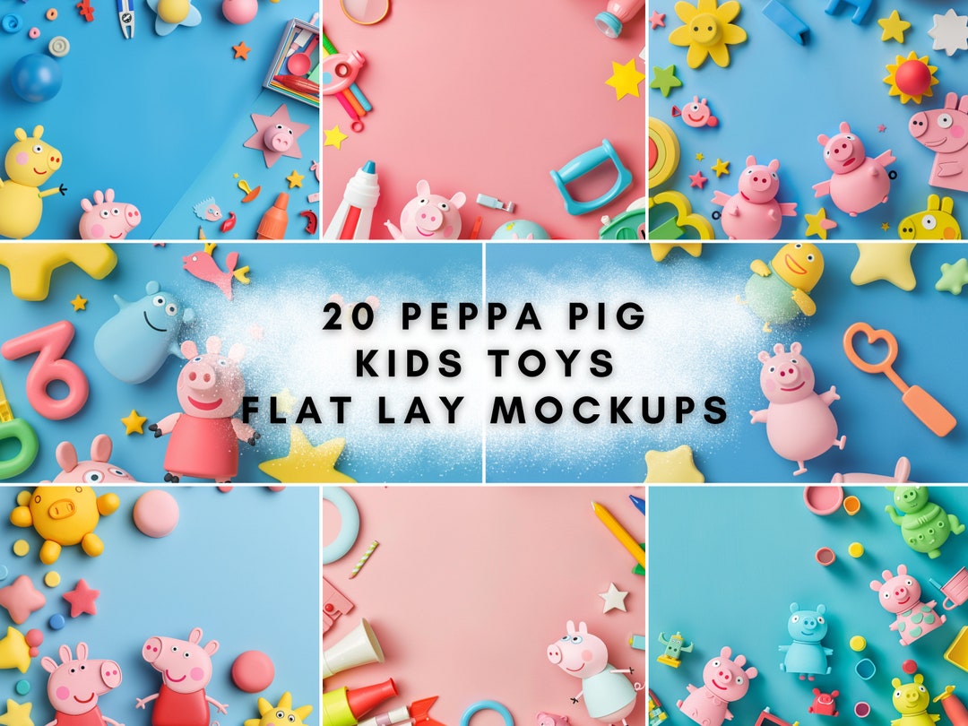 20 Peppa Pig Flat Lay Mockup Bundle | Digital Background Mock up ...