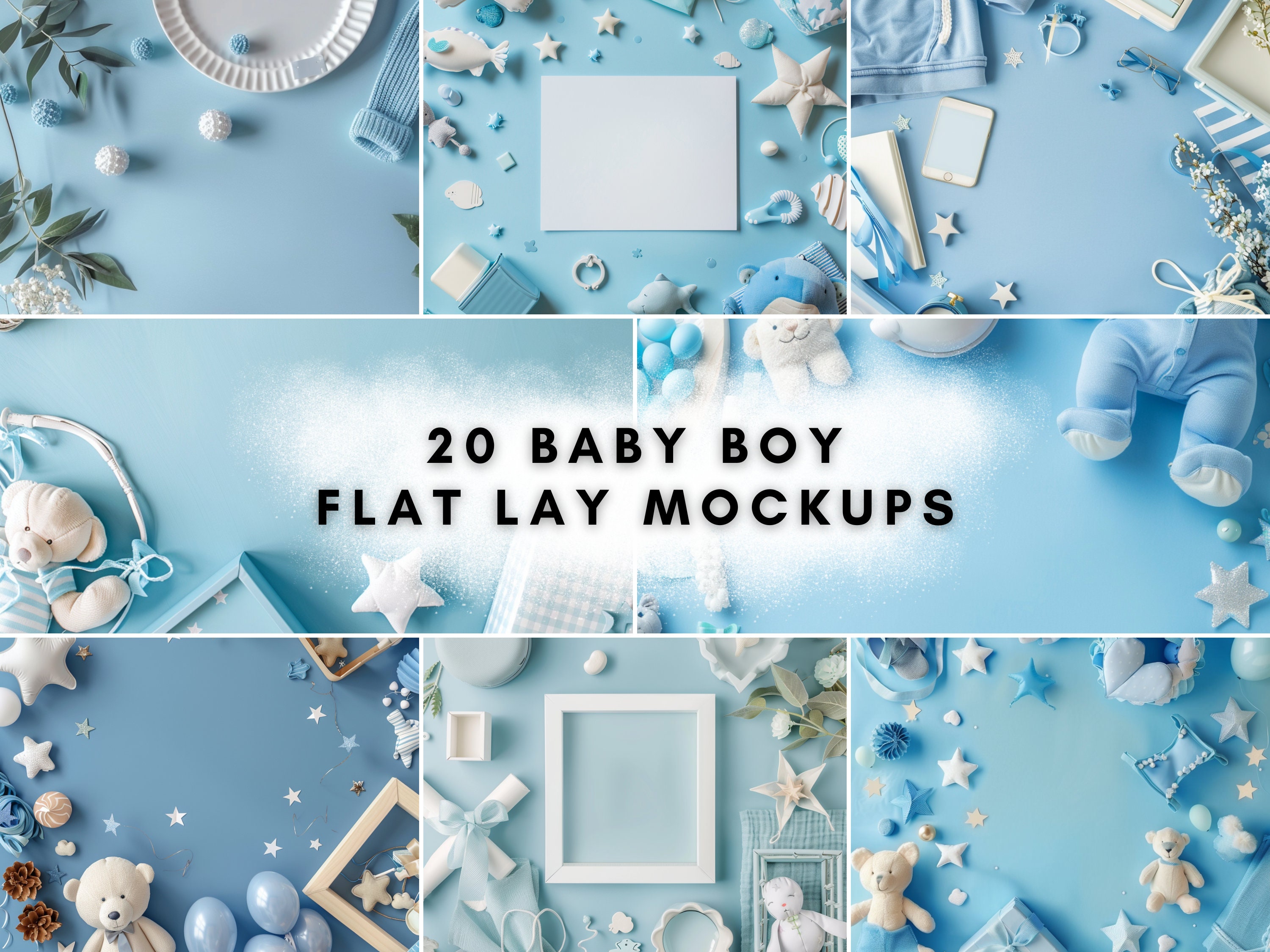 20 Baby Boy Flat Lay Mockup Bundle | Digital Background Mock up ...