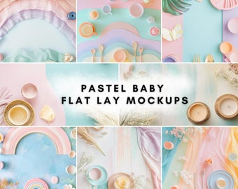 20 Pastel Flowers Flat Lay Mockup Bundle | Digital Background Mock up ...