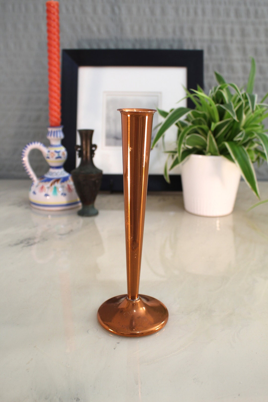 Vintage Copper Bud Vase - Minimalist Vase for Flowers - Coppercraft ...