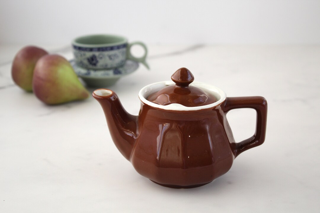 Tiny Vintage Teapot Brown Mini Tea Pot Personal Tea for One Individual ...
