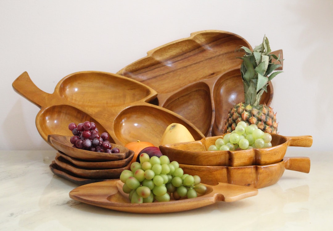Vintage Carved Wood Dishes - Your Choice of Tropical Platters, Bowls ...