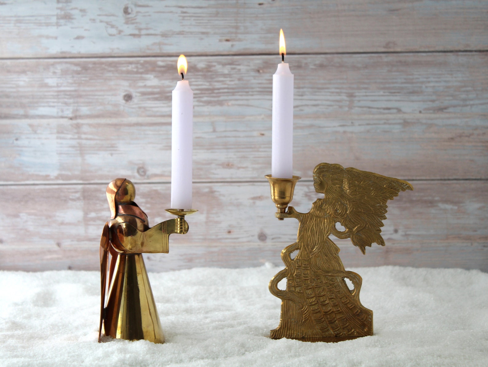 Vintage Angel Candle Holder – Mixed Metal Christmas Candlestick - Etsy