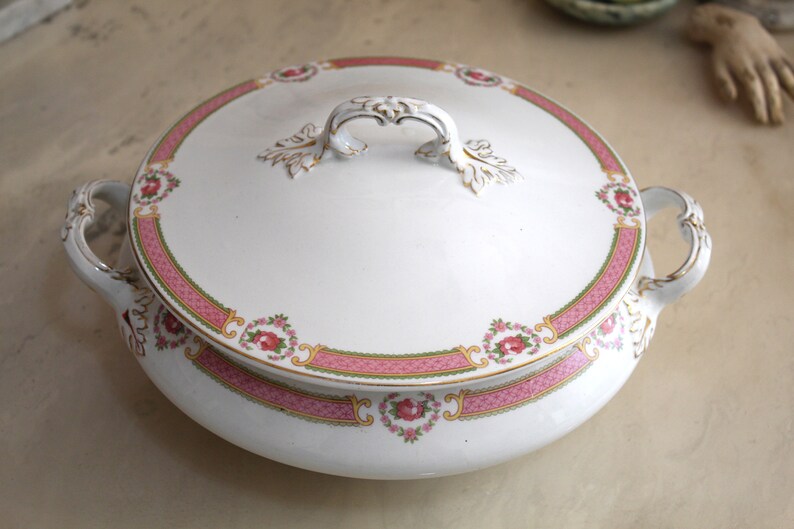 Vintage Serving Dish - John Maddock & Sons - Pink White Ceramic ...