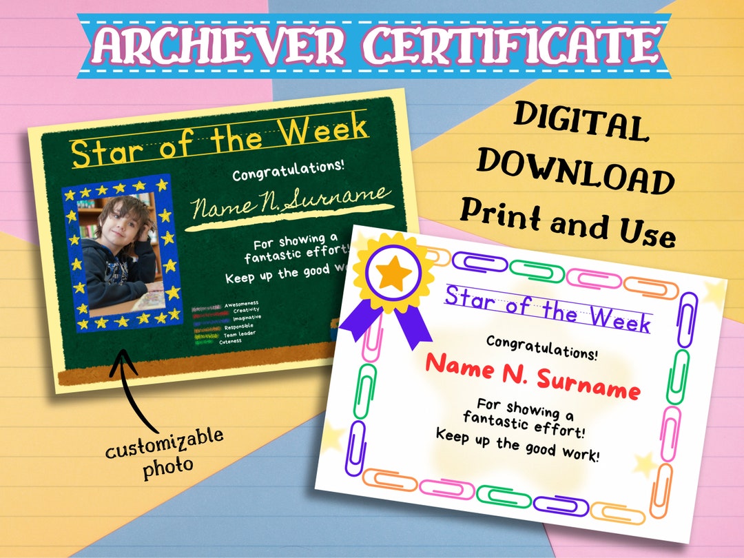 Star Student Certificate Recognition Award | Preschool Certificate Kids ...