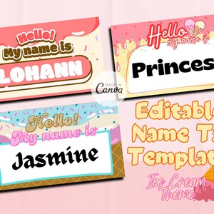 Classroom Name Tags Printable Template Ice Cream Theme School Name ...