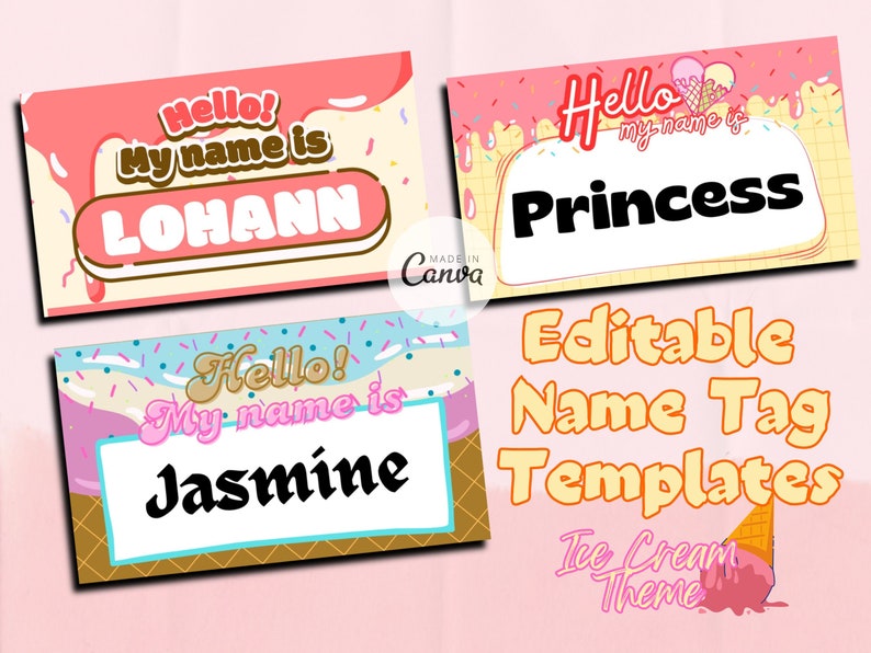 Classroom Name Tags Printable Template Ice Cream Theme School Name ...