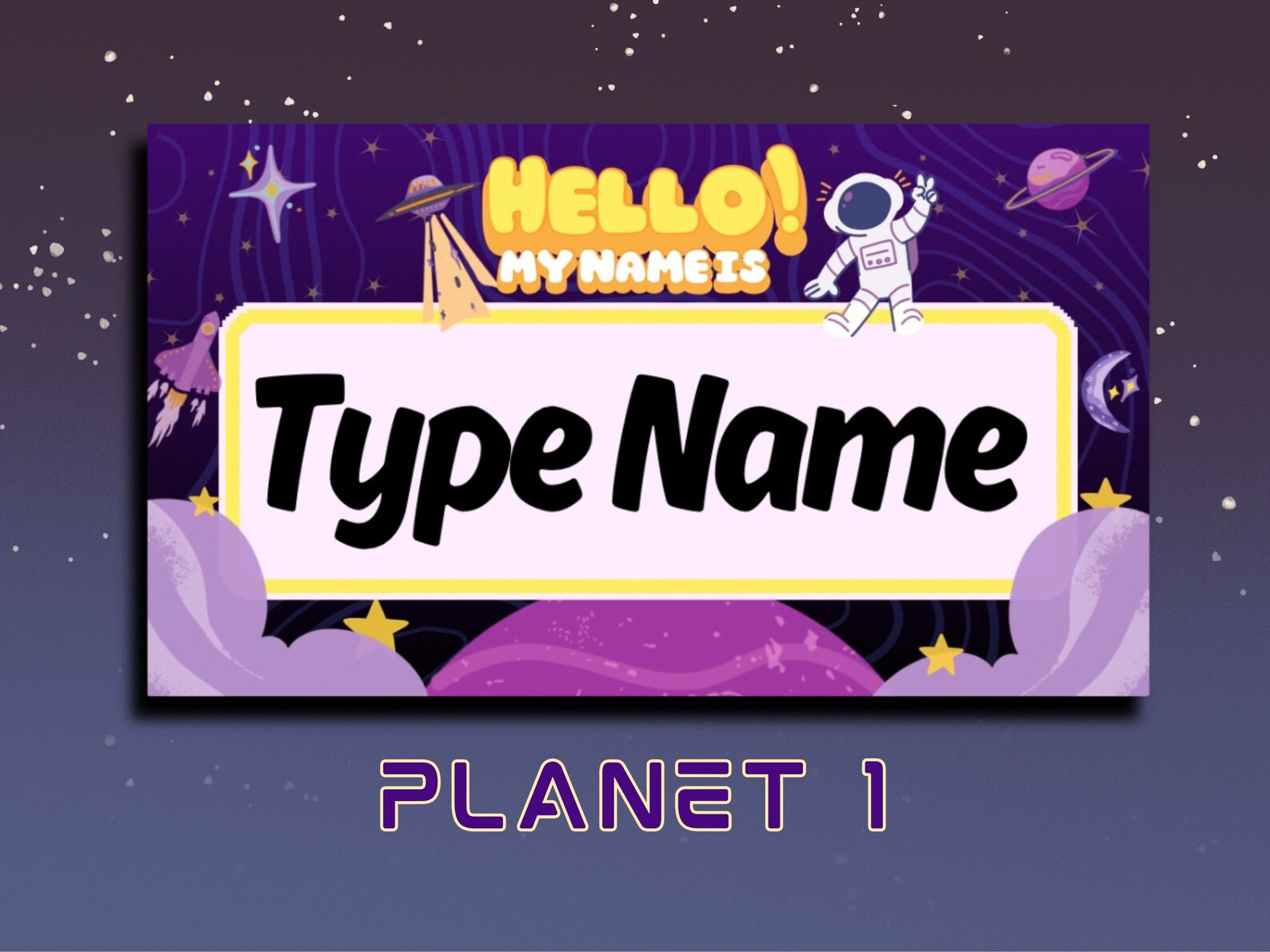 Classroom Name Tags Printable Template Space Theme School Name Label ...