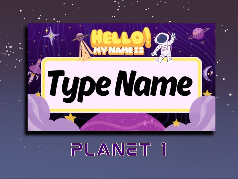 Classroom Name Tags Printable Template Space Theme School Name Label ...