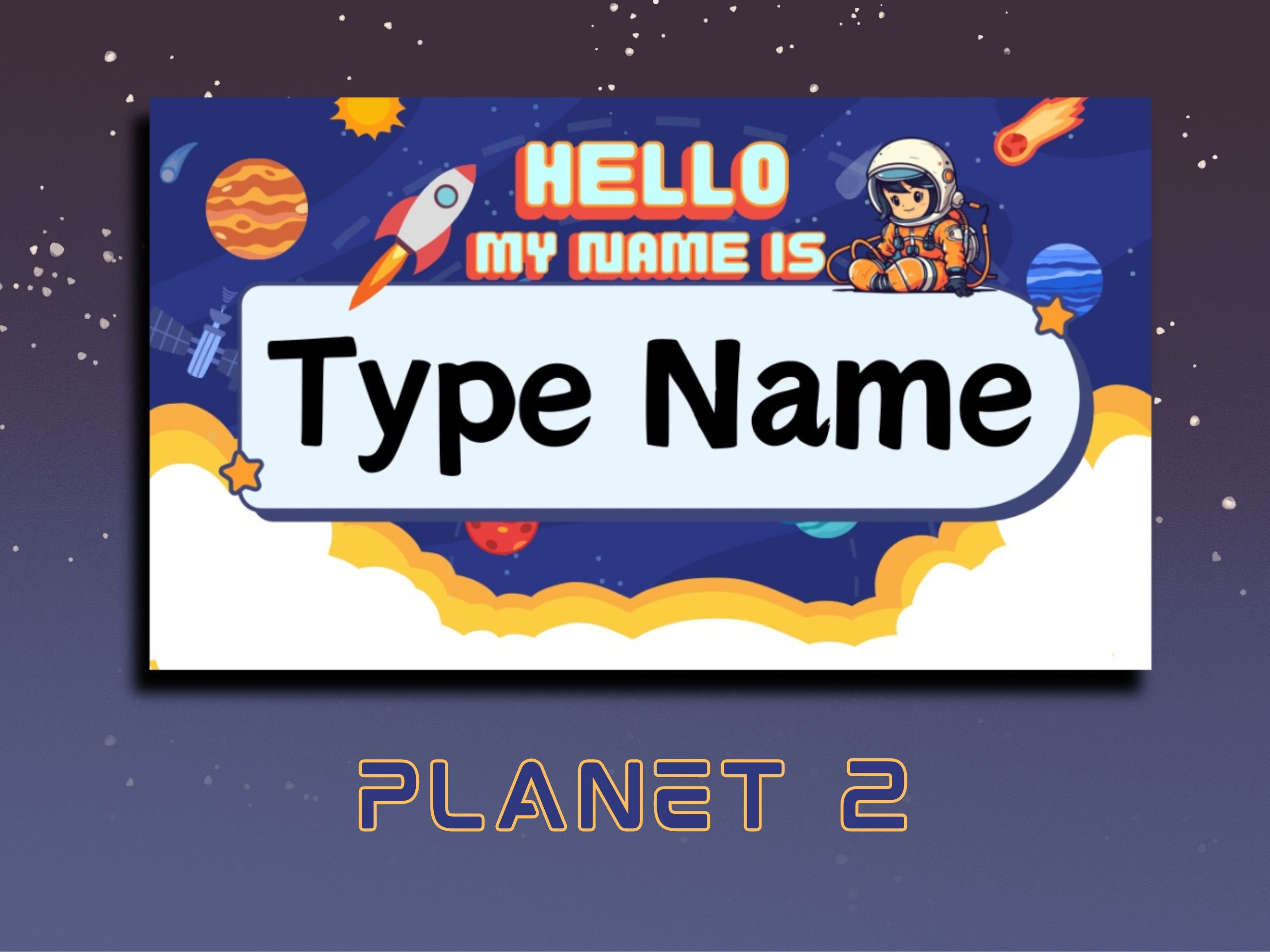 Classroom Name Tags Printable Template Space Theme School Name Label ...