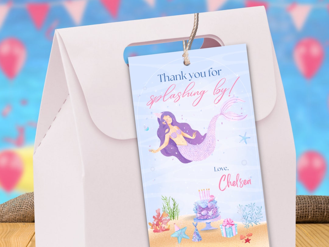 Mermaid Favor Tag Template Under the Sea Theme Gift Tag Mermaid Party ...