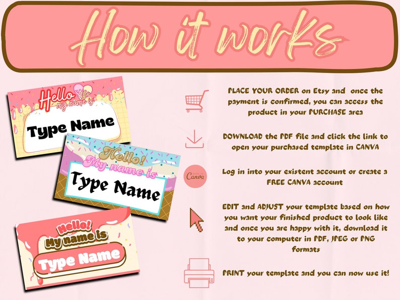 Classroom Name Tags Printable Template Ice Cream Theme School Name ...