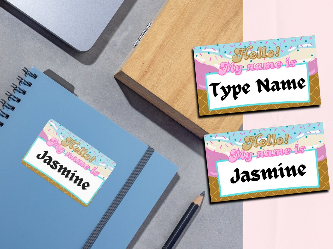 Classroom Name Tags Printable Template Ice Cream Theme School Name ...