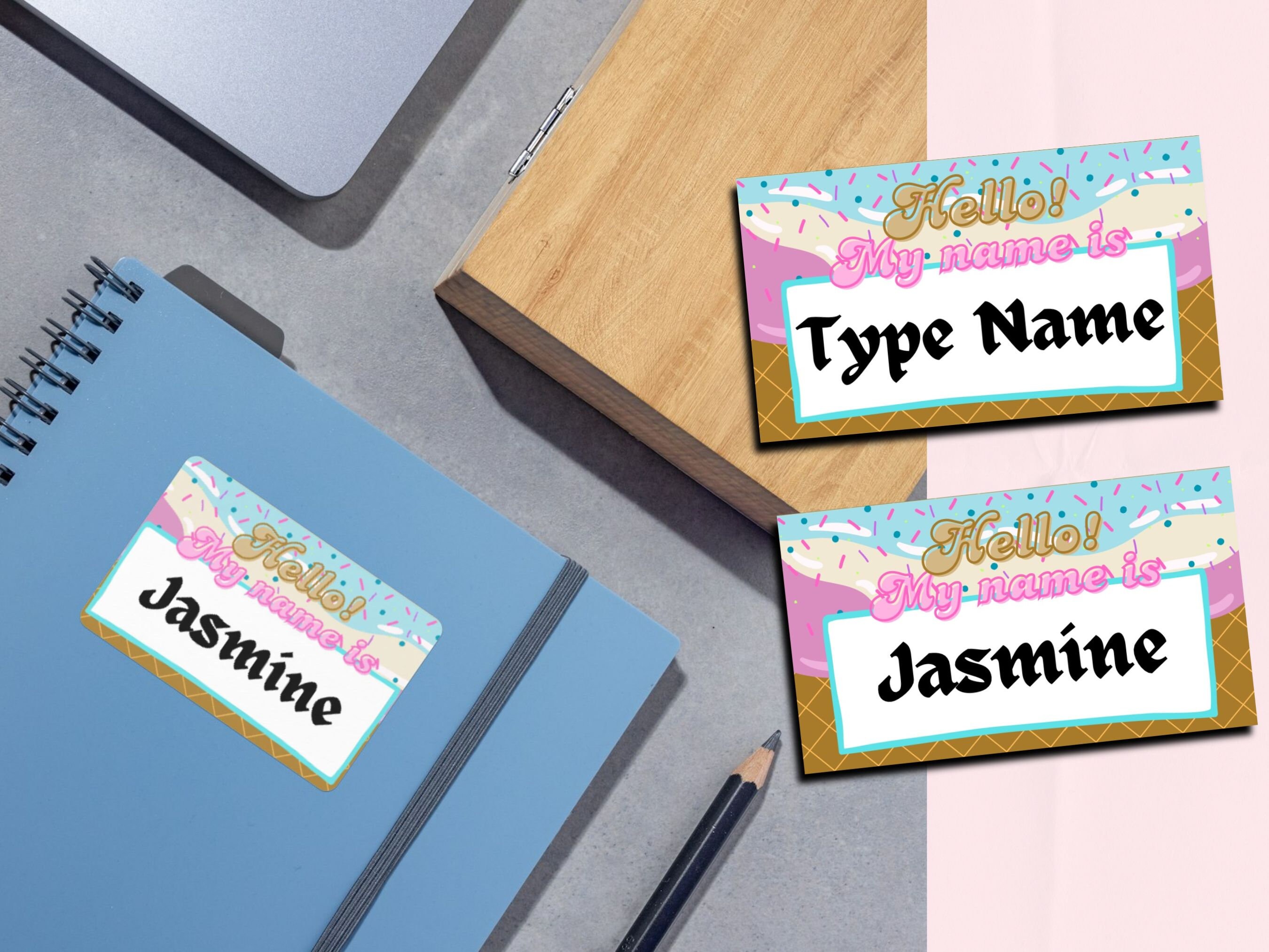 Classroom Name Tags Printable Template Ice Cream Theme School Name ...