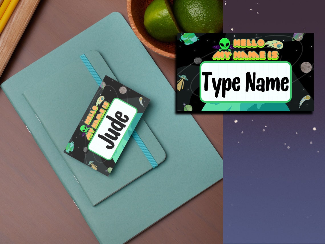 Classroom Name Tags Printable Template Space Theme School Name Label ...