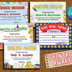 Achievement Award Certificate | Editable Class Certificate Preschool ...
