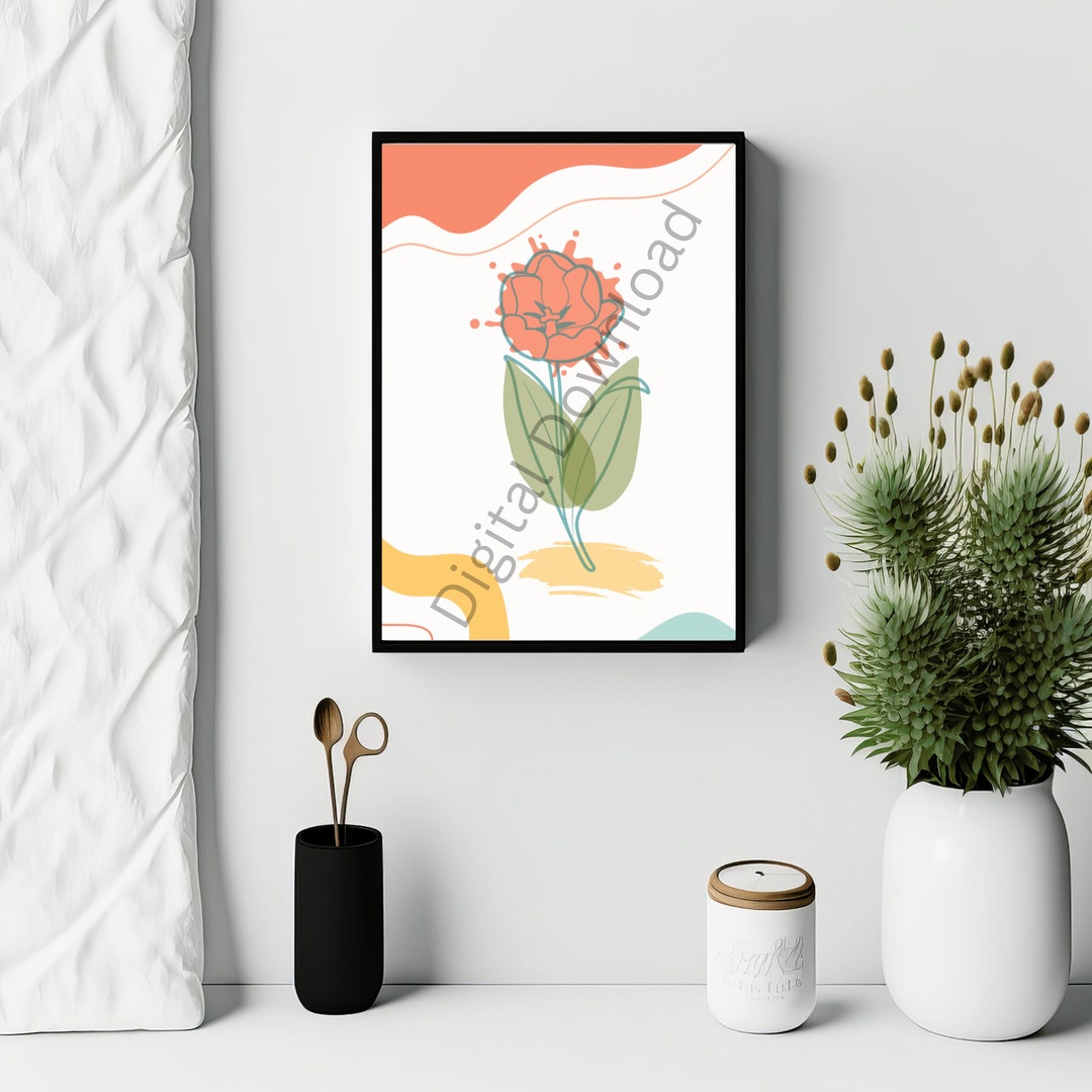 Printable Wall Art, Abstract Flower Art, Digital Download, Floral ...