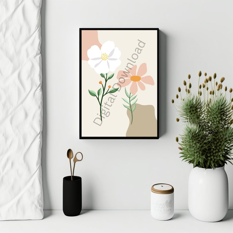 Printable Wall Art, Abstract Flower Art, Digital Download, Floral ...