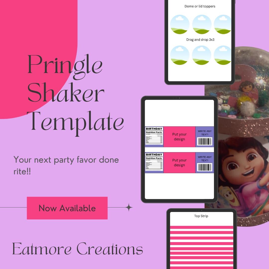 DIY Pringle Shaker Template, Editable Party Favor Label (digital ...