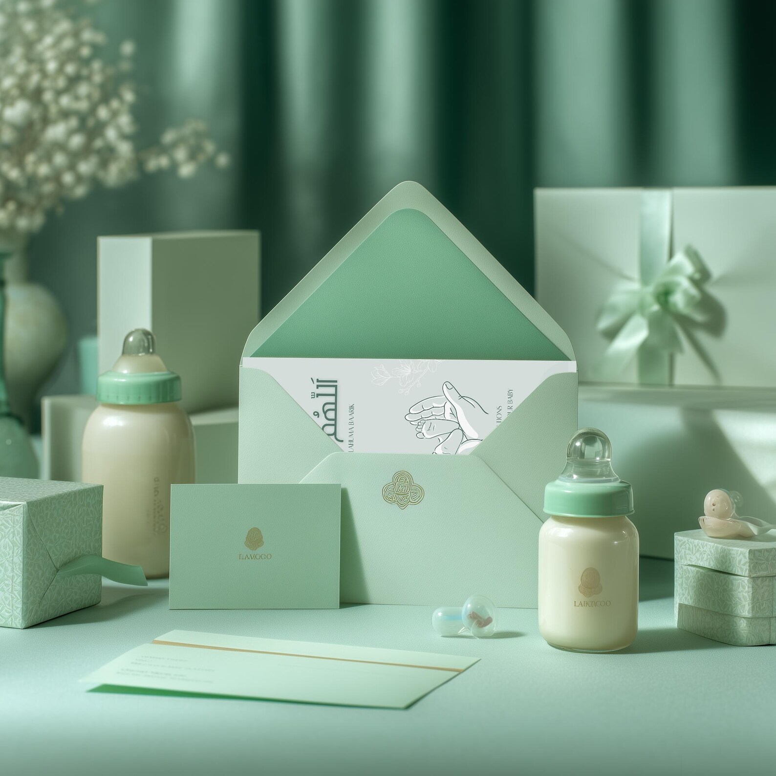 Islamic Newborn Baby Card – Allahumma Baarik | Muslim Baby Congratulations | Al-baari Name ...