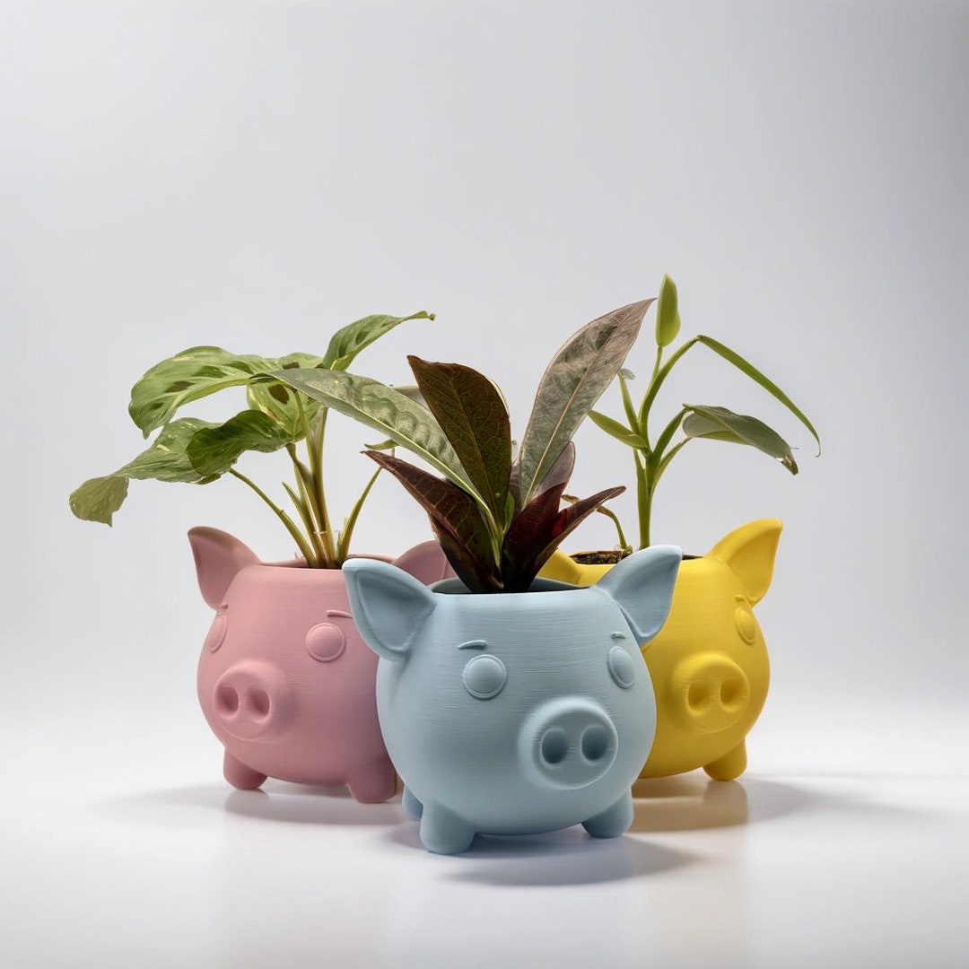 Pig Planter Pig Pot Kids Pig Planter Cute Pig Planter Cute Animal Pot ...