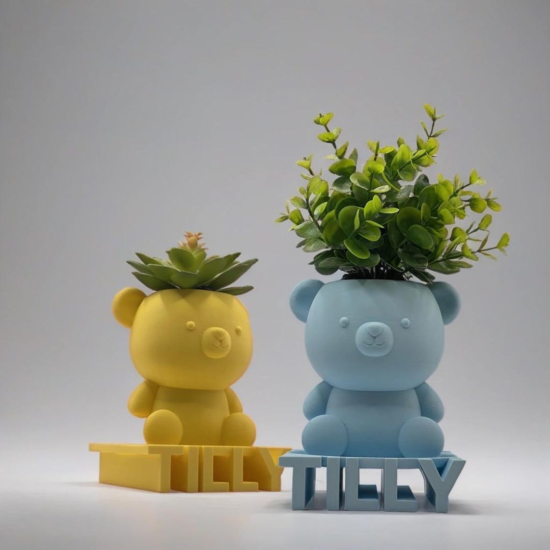 Custom Teddy Bear Planter | Custom Teddy Bear Pot | Personalized Teddy ...